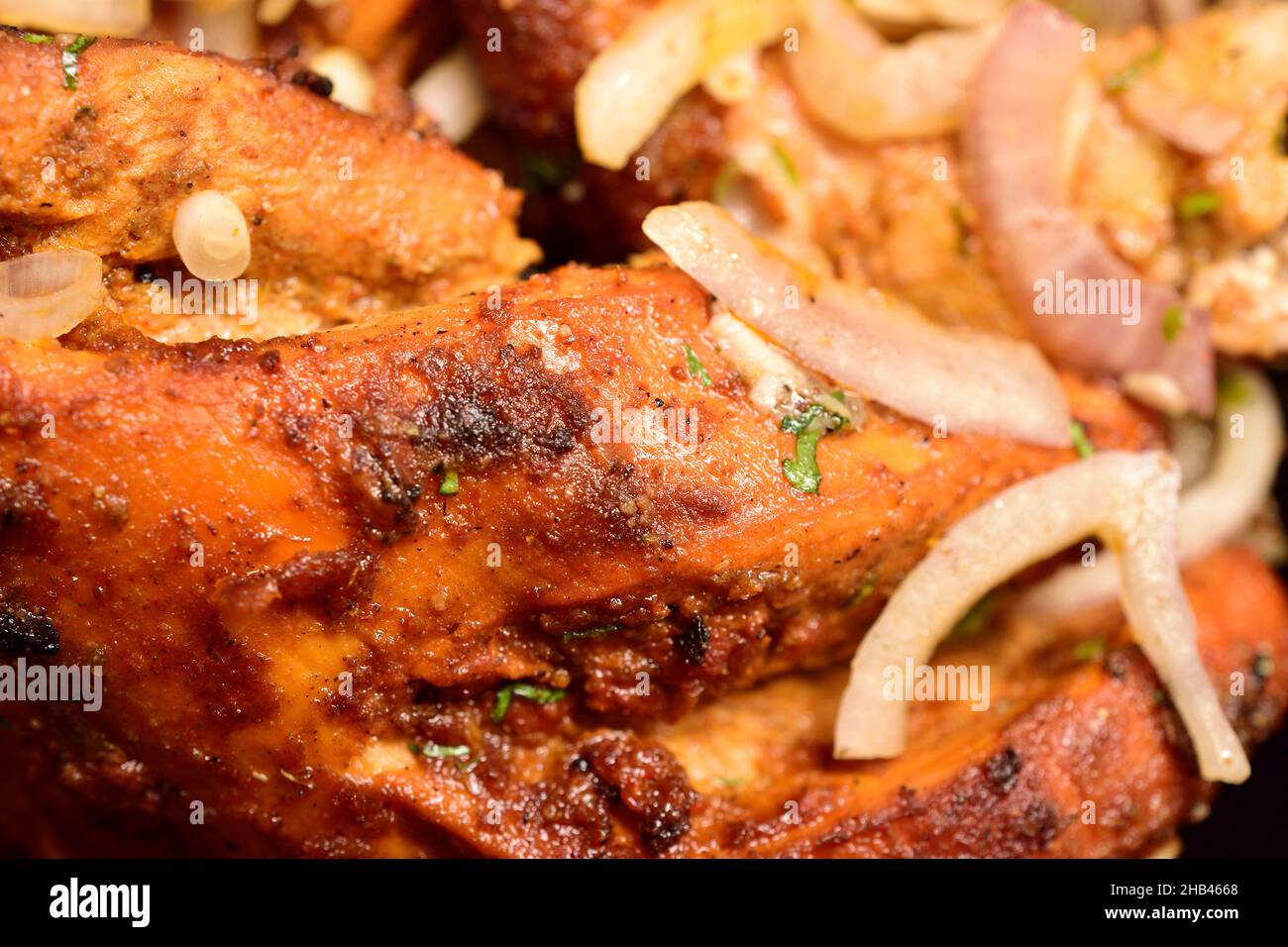 Tandoori Chicken Texture, Closeup of Chicken Tikka Stock Photo - Alamy