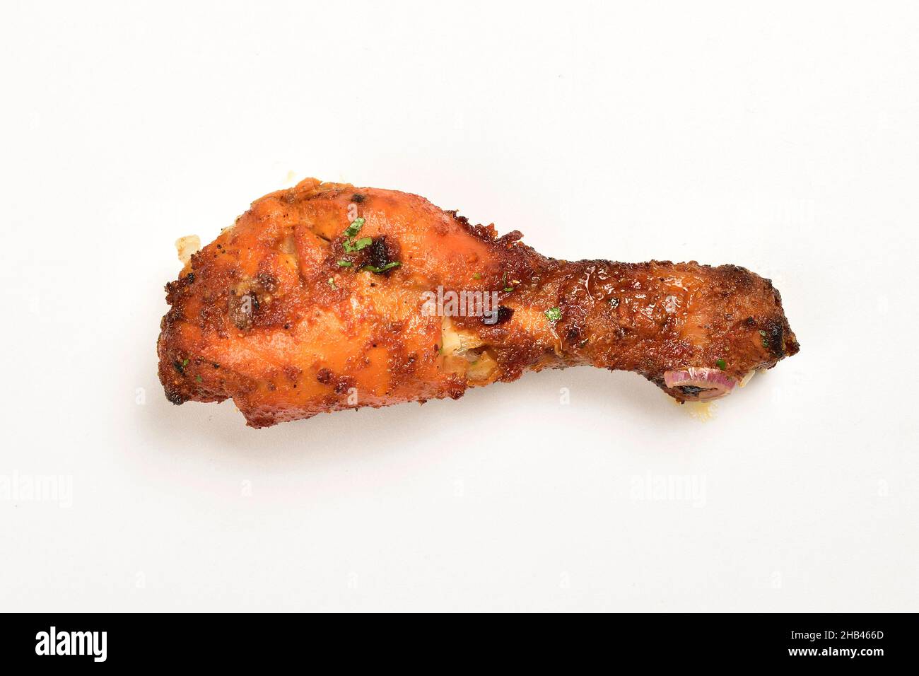 Piece of Chicken fry Leg isolated on White Background Stock Photo - Alamy