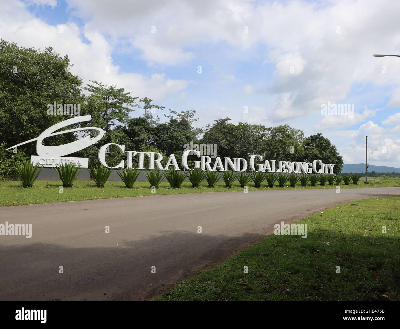 Residential neighborhood name label in Gowa Indonesia Stock Photo - Alamy