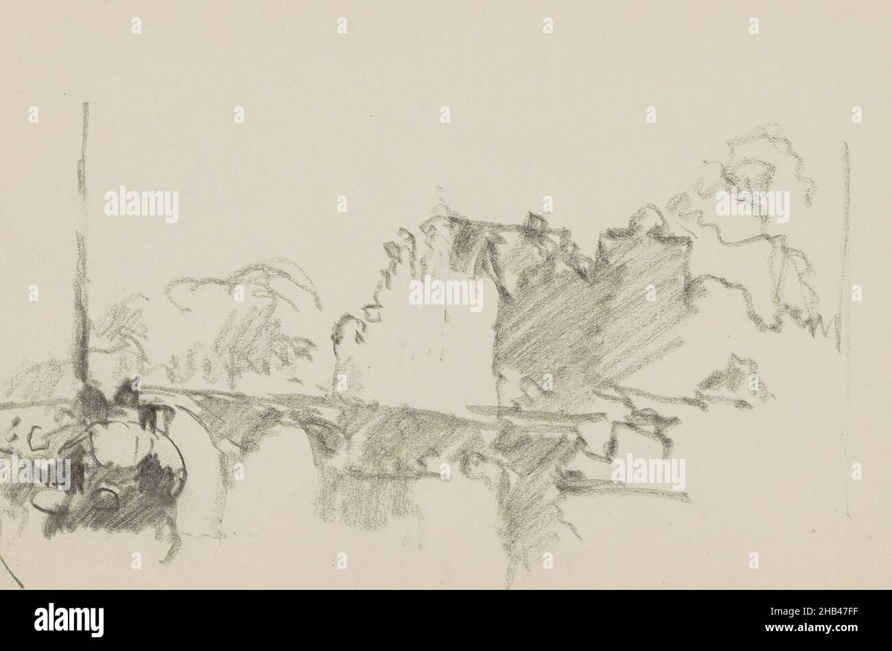 Sheet 13 recto from a sketchbook with 47 sheets, Bridge over a canal ...