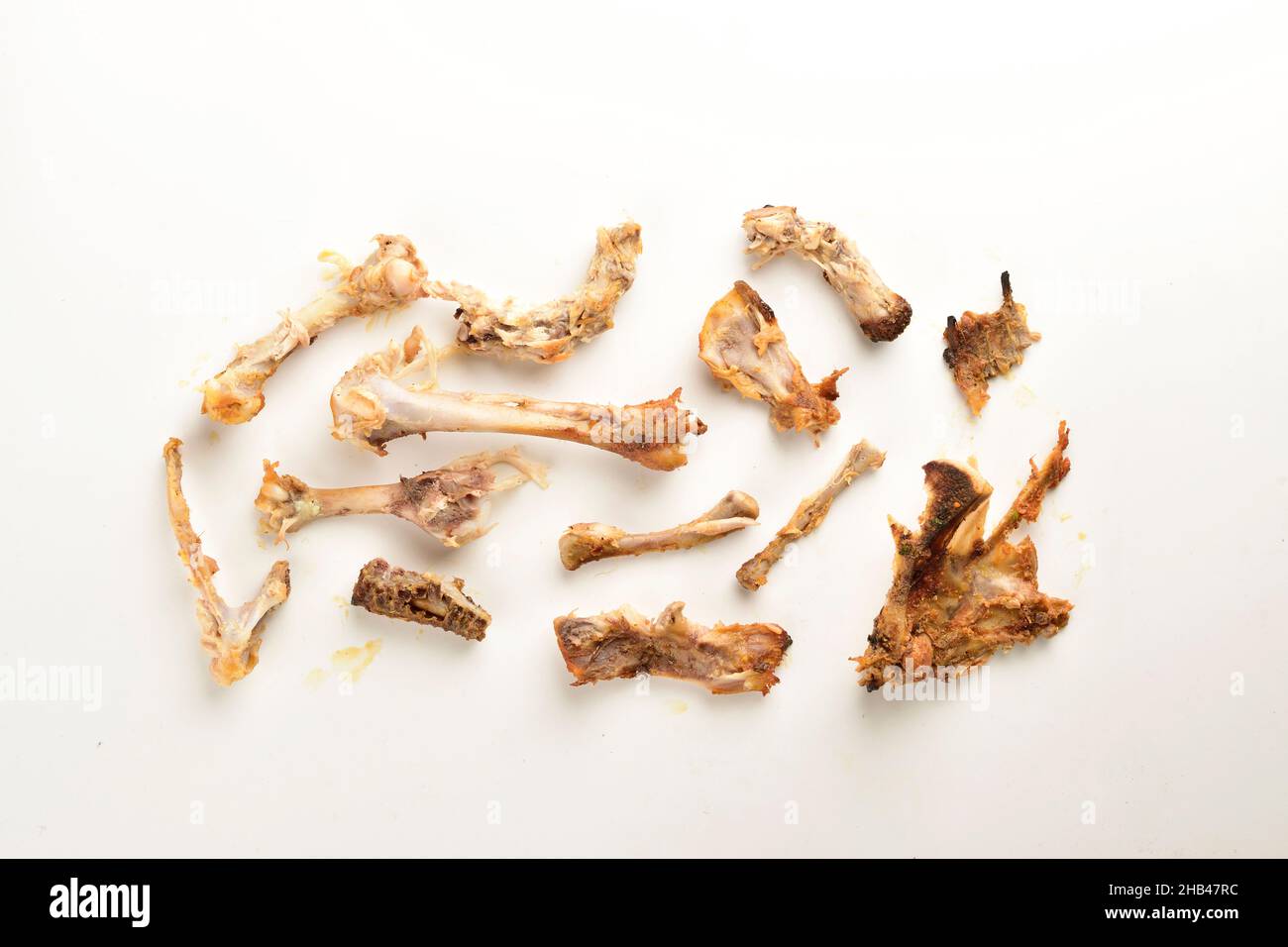 Top View of Chicken Bones Isolated on White Background Stock Photo - Alamy