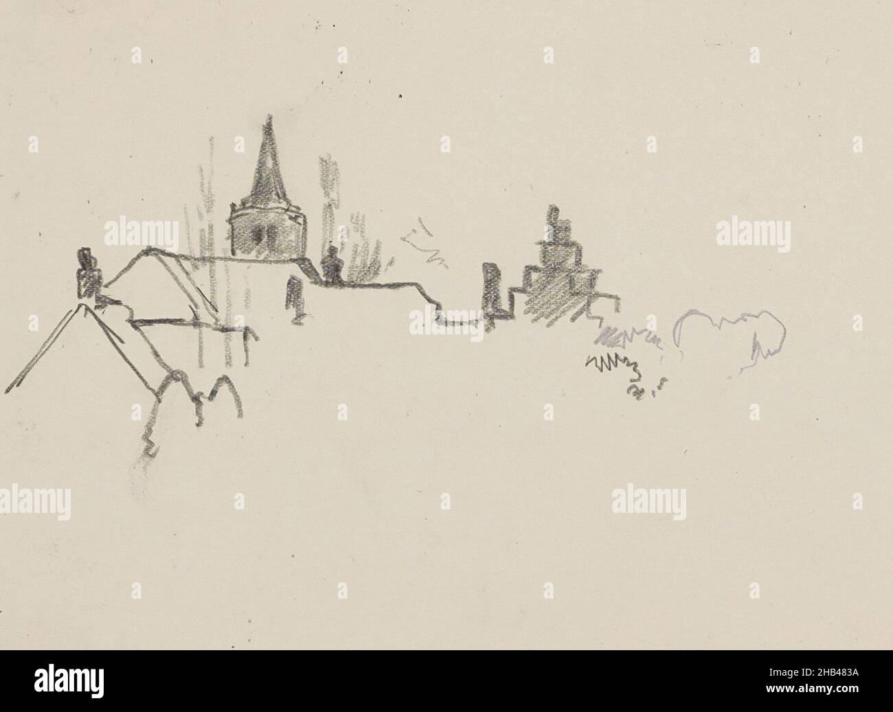 Sheet 4 recto from a sketchbook with 45 sheets, tops of roofs and a ...