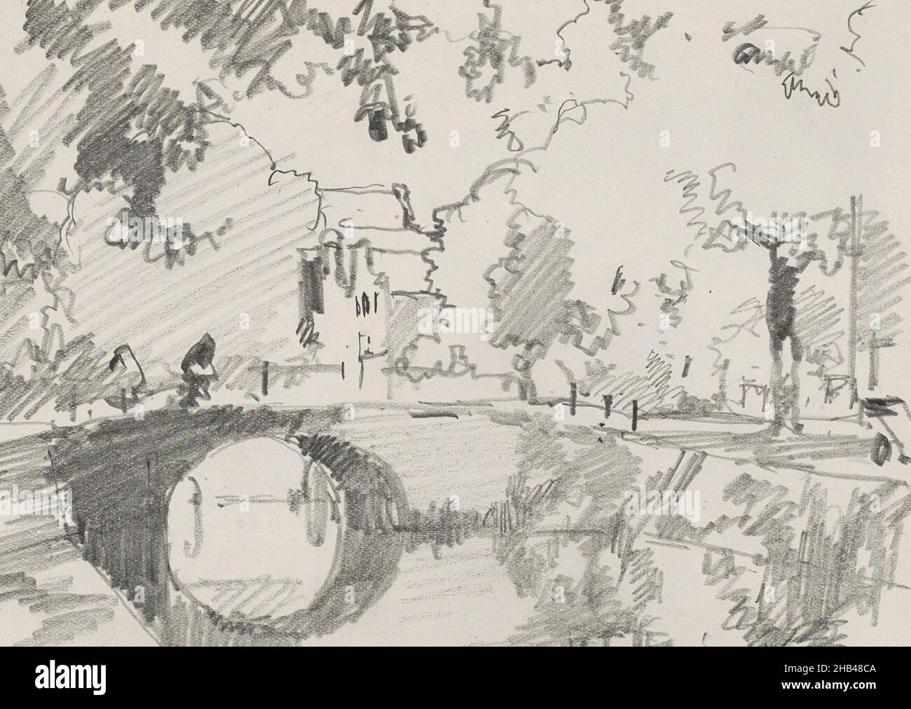 Figures walking on the bridge. Sheet 15 recto from a sketchbook with 41 ...