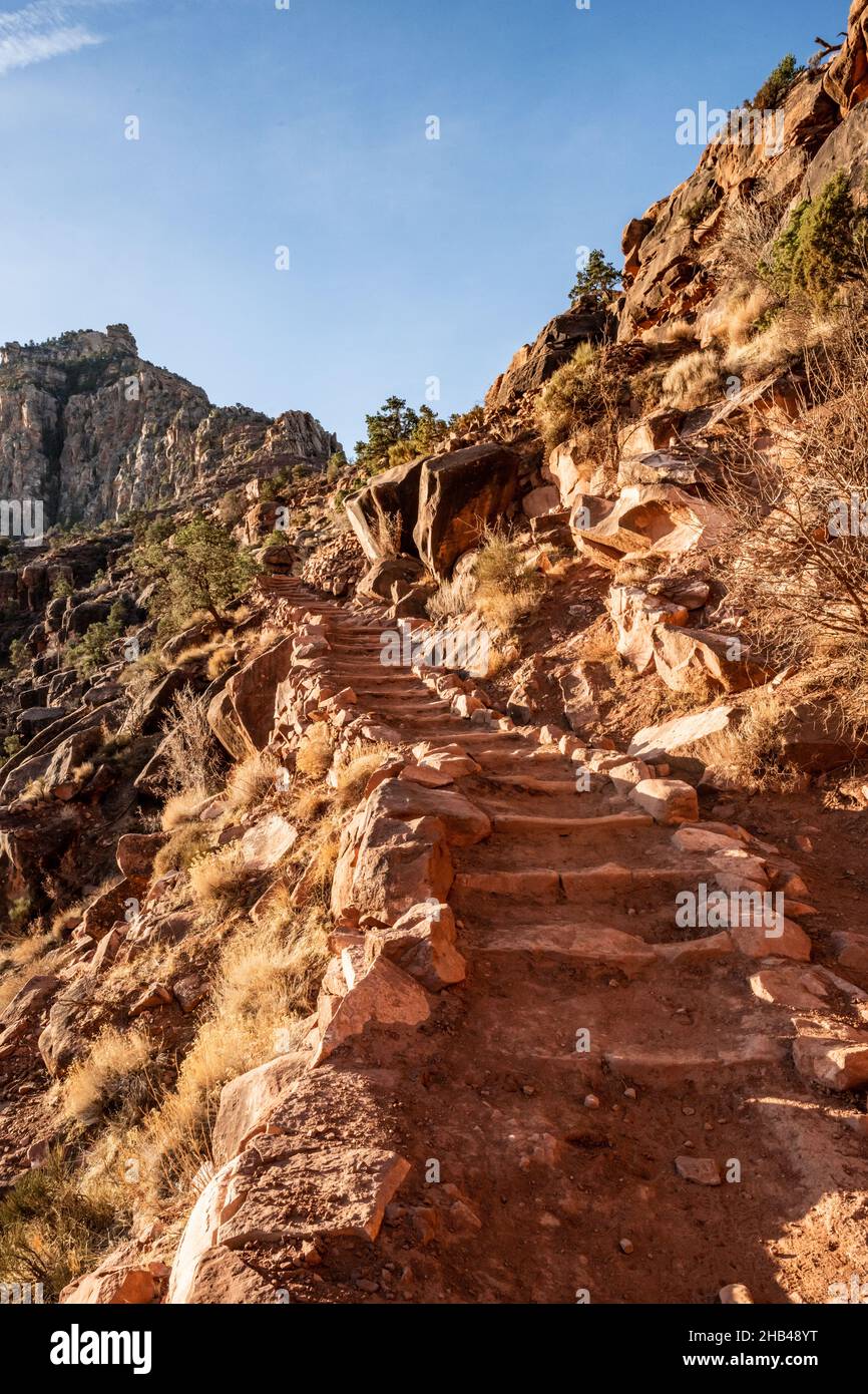 Looking Up Steep Stairs on the South Kaibab Trail in the grand Canyon ...