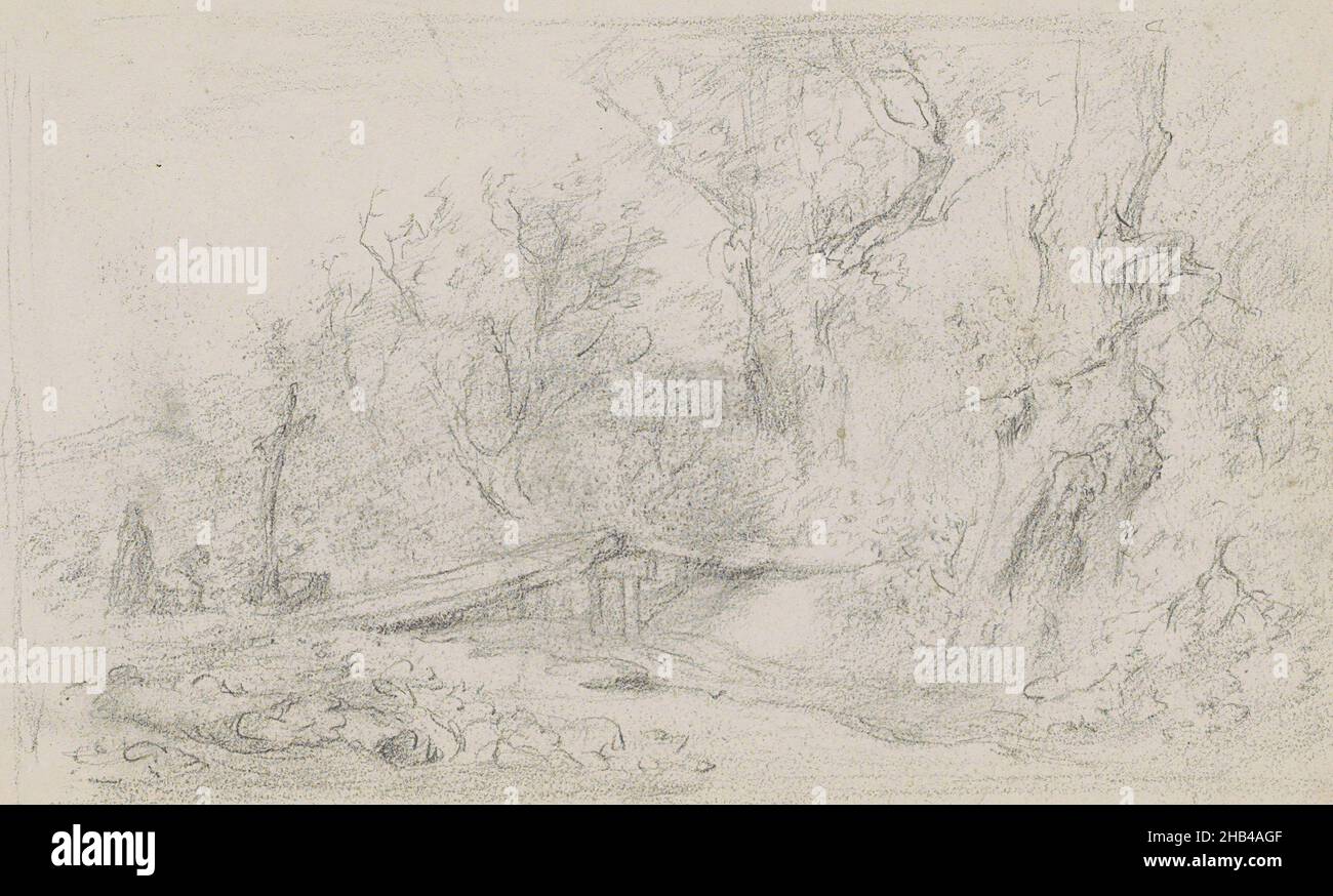 Sheet 19 recto from a sketchbook with 46 pages, Landscape with two ...