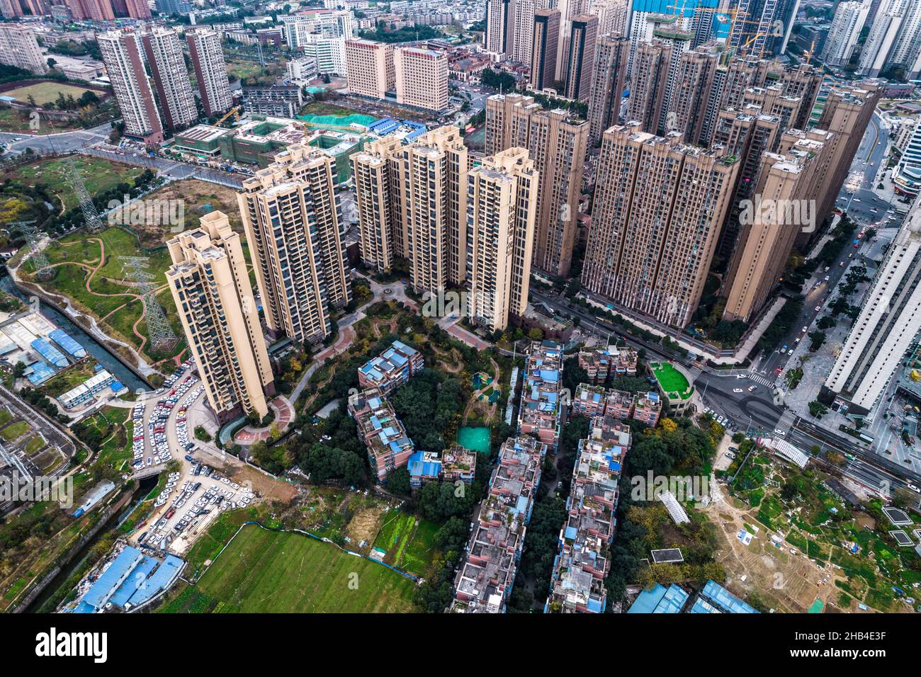 Aerial photography of the modern building skyline night view of Chengdu ...