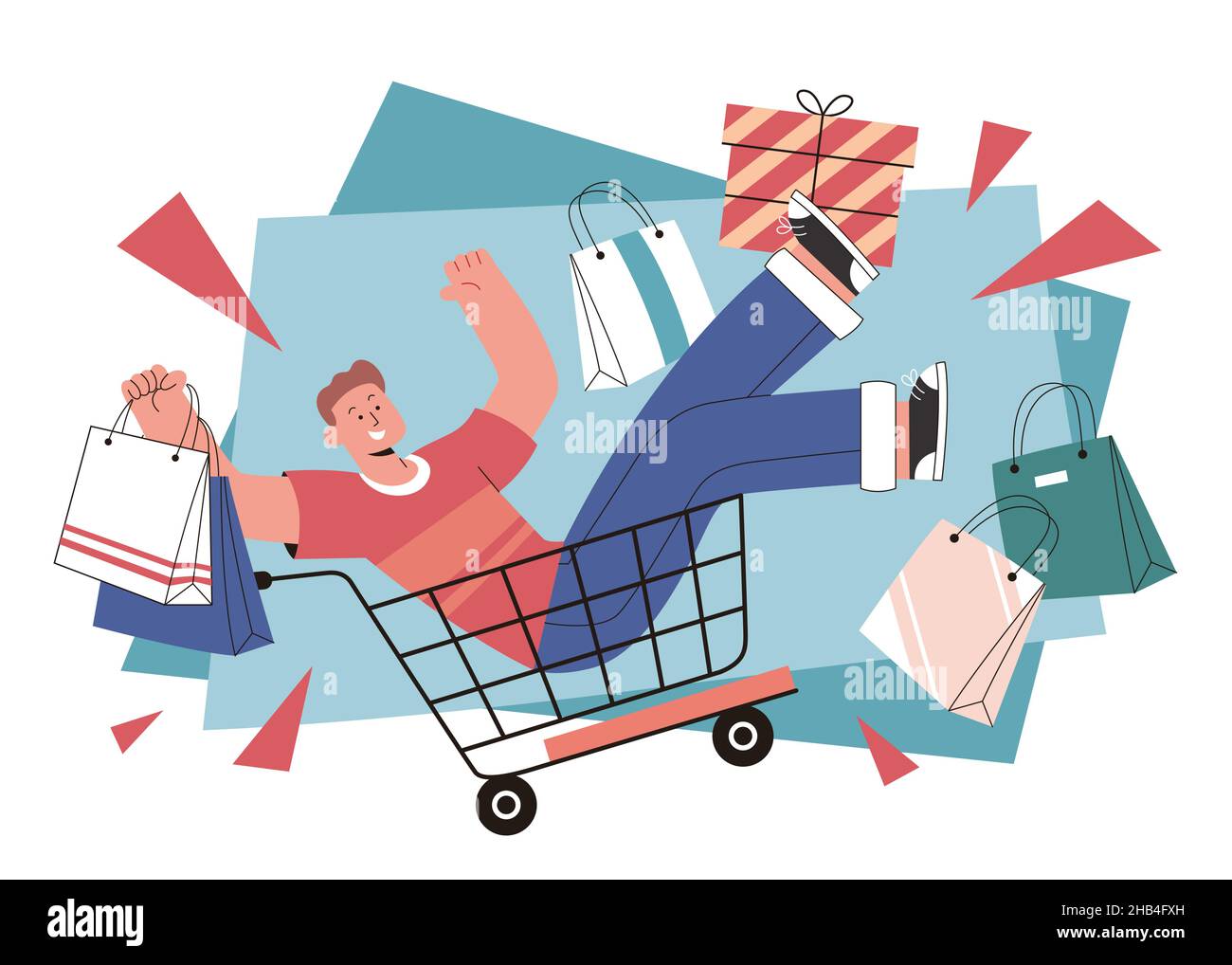 Person riding a shopping trolley Stock Vector Images - Alamy