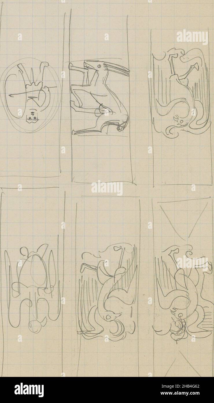 Sheet 10 recto from a sketchbook with 11 pages, Ornaments with birds, a ...