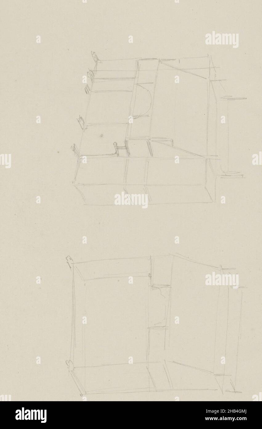 Sheet 13 verso from a sketchbook with 17 sheets, Design for a cupboard ...