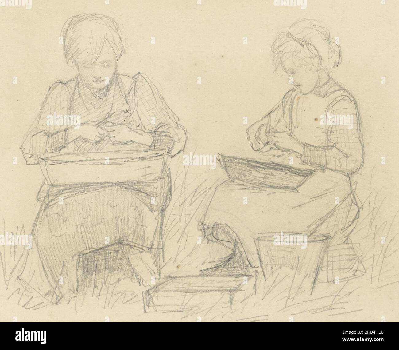 Two seated, shifty women, Jozef Israëls, 1834 - 1911 Stock Photo - Alamy