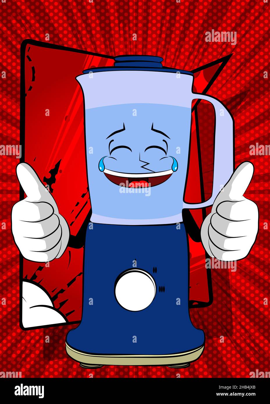 Food Blender making thumbs up sign with two hands as a cartoon ...