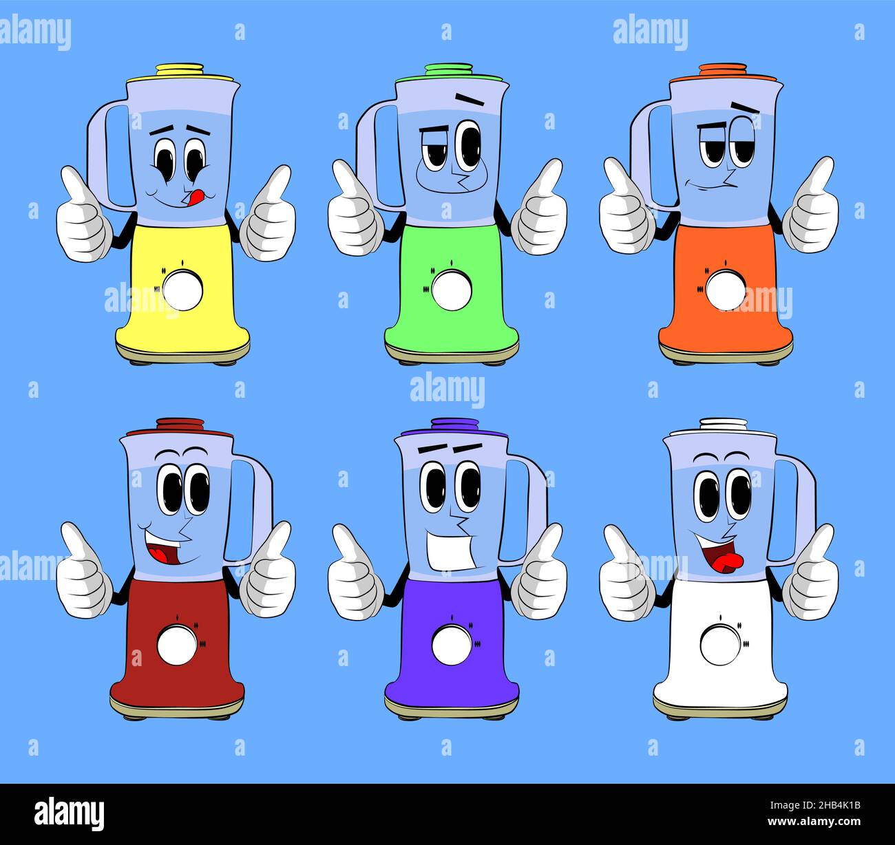 Food Blender making thumbs up sign with two hands as a cartoon ...