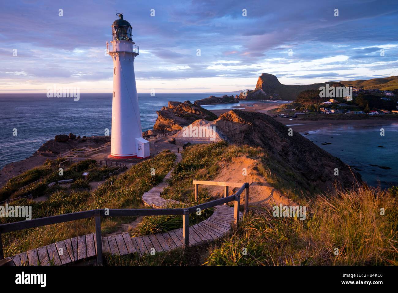 Castle Point Lighthouse, located near the village of Castlepoint in the ...