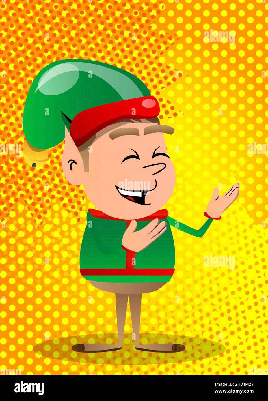 Christmas Elf showing something with both hands, powerful hand gesture ...