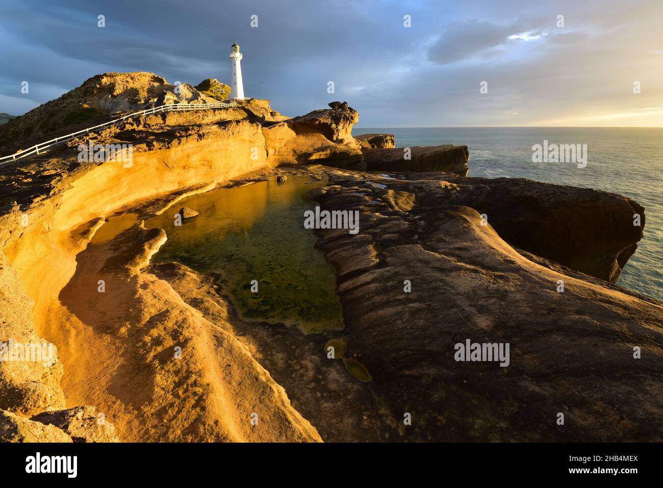 Castle Point Lighthouse, located near the village of Castlepoint in the ...