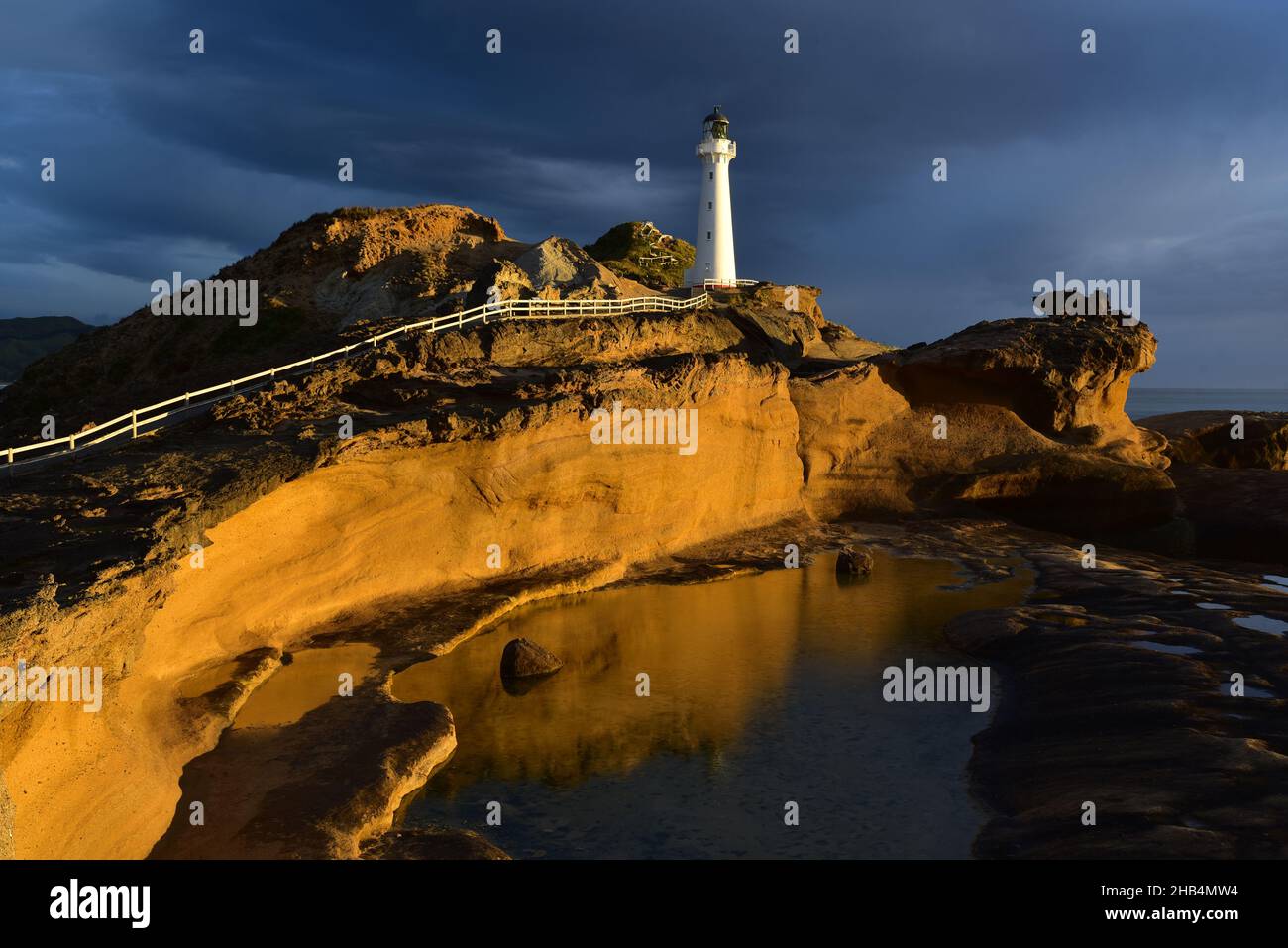 Castle Point Lighthouse, located near the village of Castlepoint in the ...