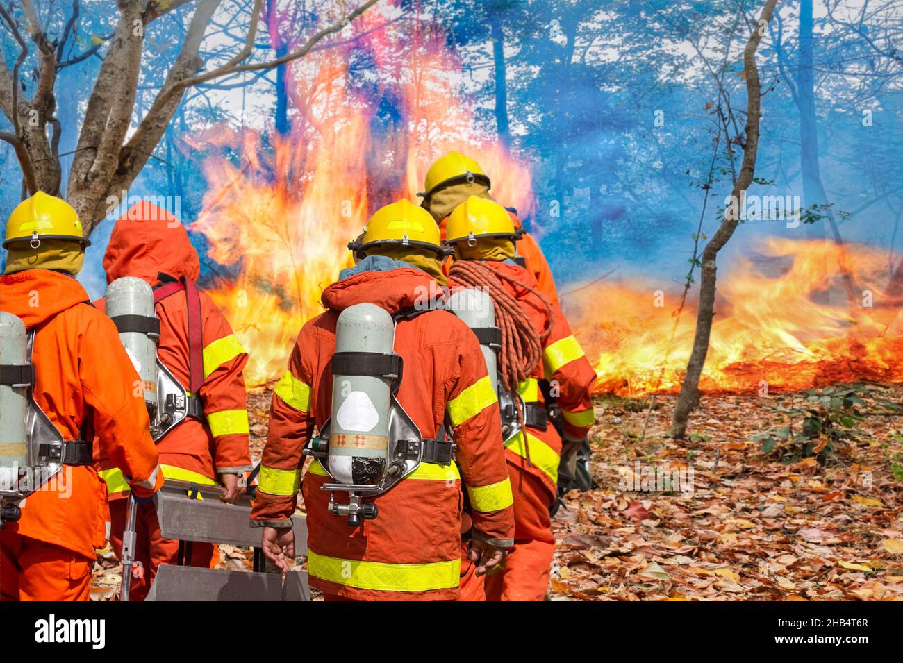 firefighters preparing equipment in forest Stock Photo - Alamy firefighters preparing equipment in forest Stock Photo - Alamy