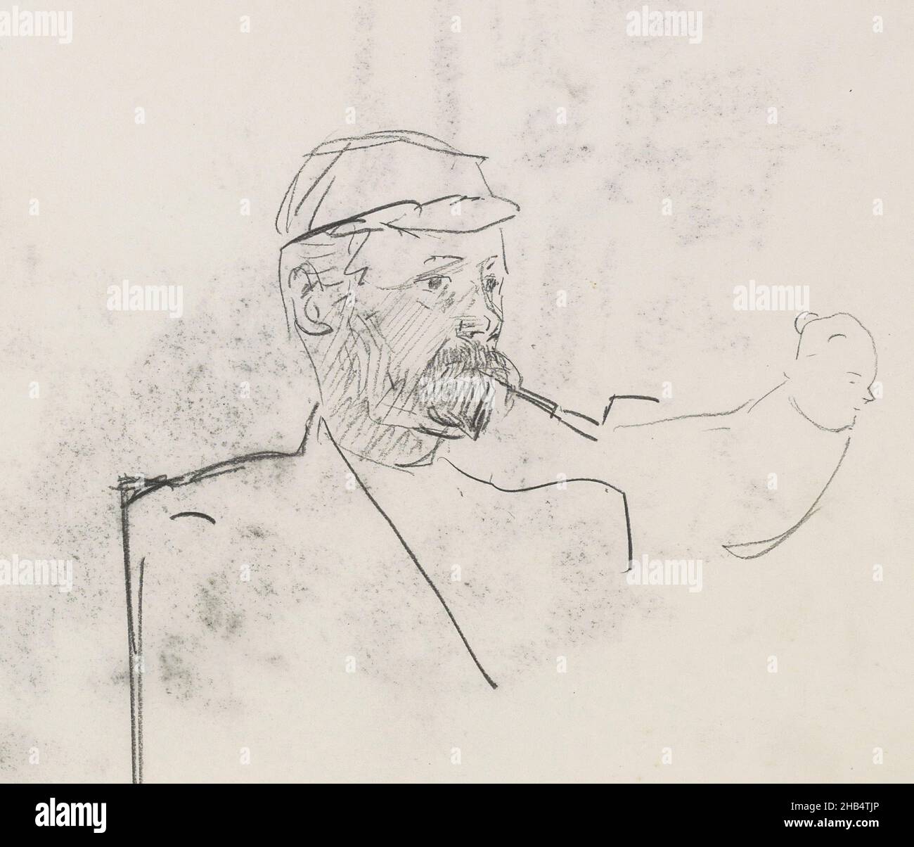 Sheet 18 recto from sketchbook VII with 26 pages, Smoking man with cap ...