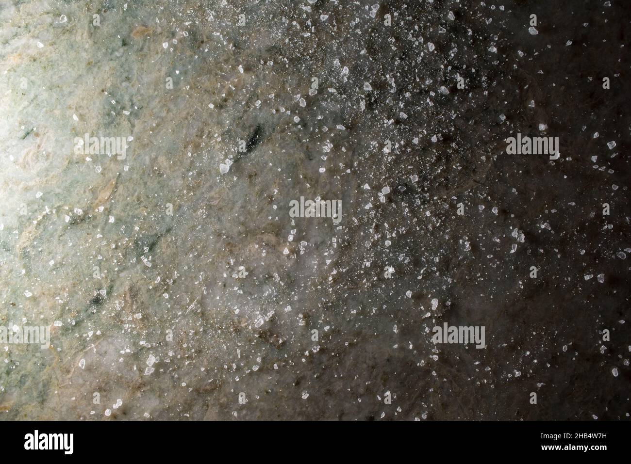Crushed salt on green granite counter top food background Stock Photo ...