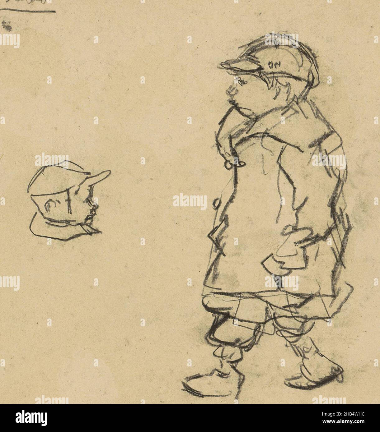 Sheet 17 recto from sketchbook XIV with 17 sheets, Boy with cap and a ...