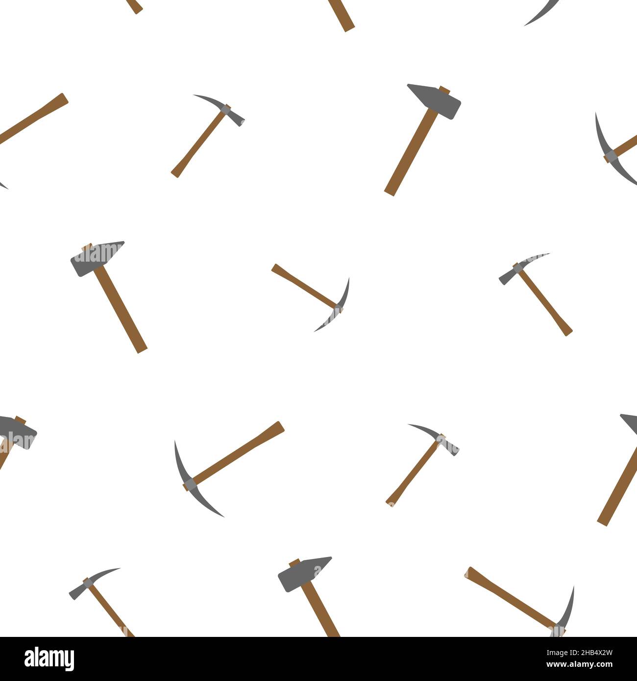 Pattern of pickaxe with a wooden handle and hammer with wooden handle ...