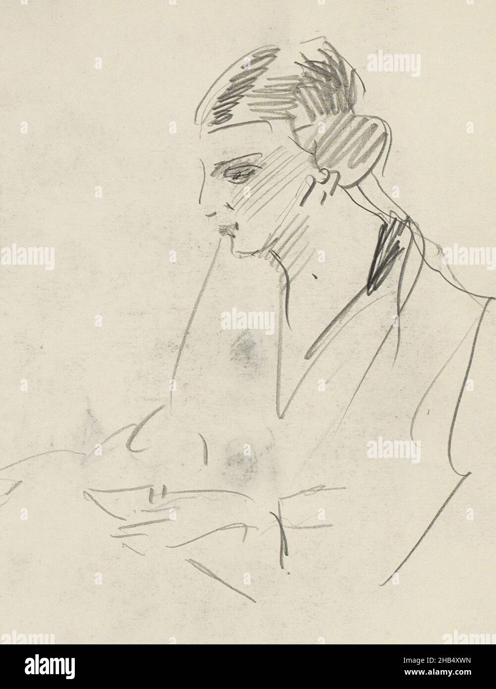 Sheet 7 verso from sketchbook XXV with 23 sheets, Woman, in profile ...