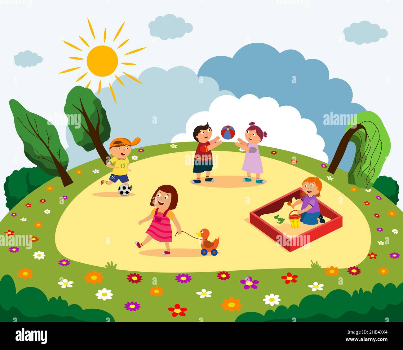 Kids Playing Outside Animated