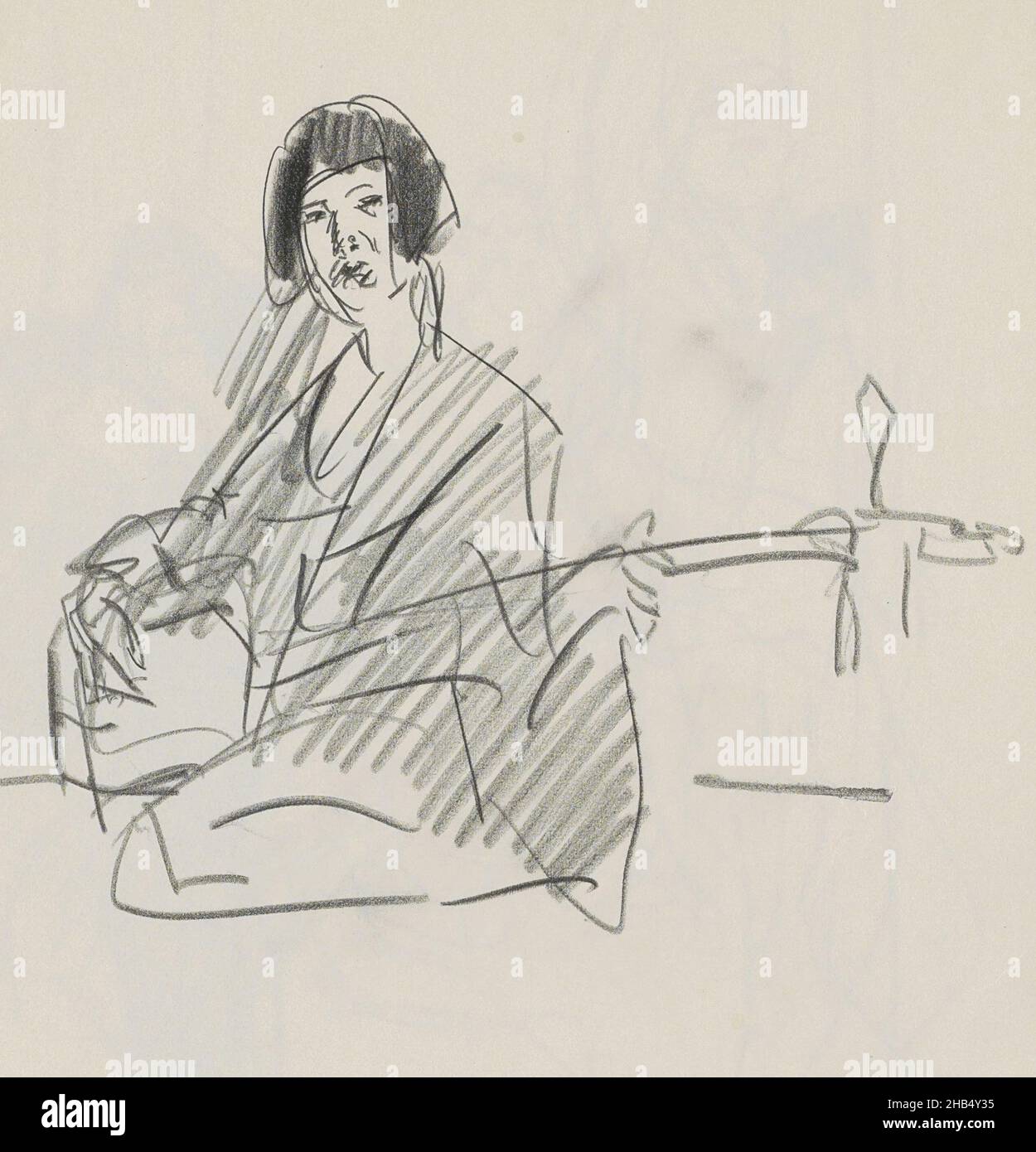 A shamisen is a Japanese stringed instrument. Sheet 9 recto from ...