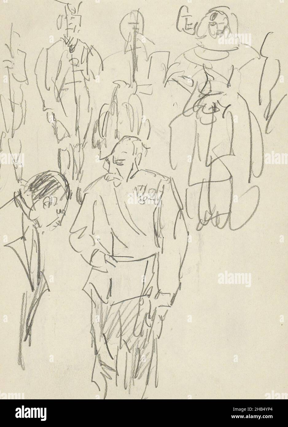Page 5 from sketchbook XXXVIII with 45 pages., Standing men in uniform ...