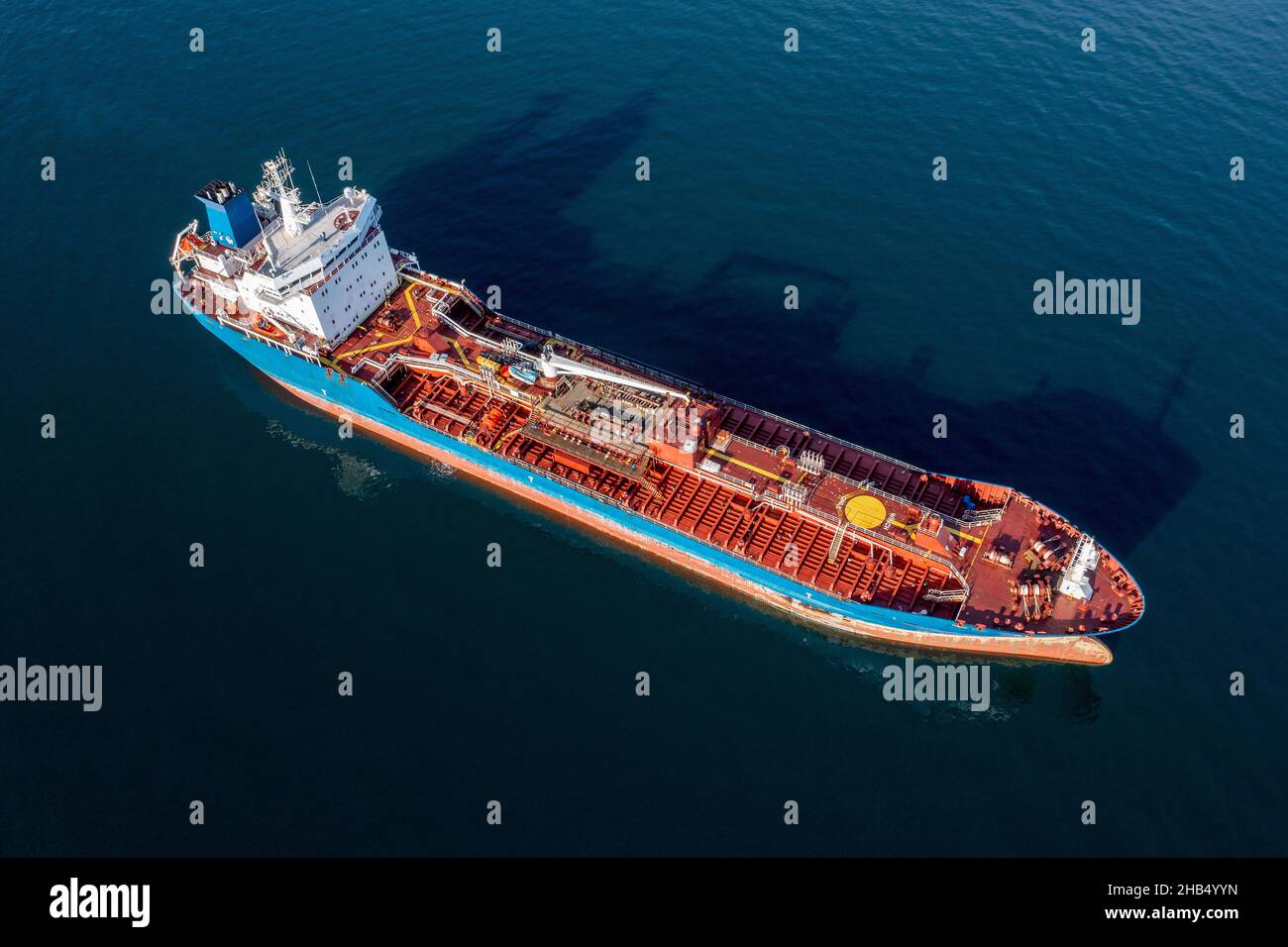 Top view of a marine tanker in the sea Stock Photo - Alamy