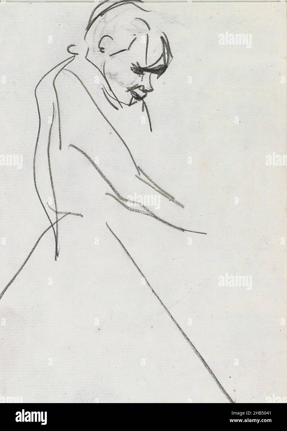 She looks down. Page 24 from sketchbook XLIV with 43 pages., Woman, in ...
