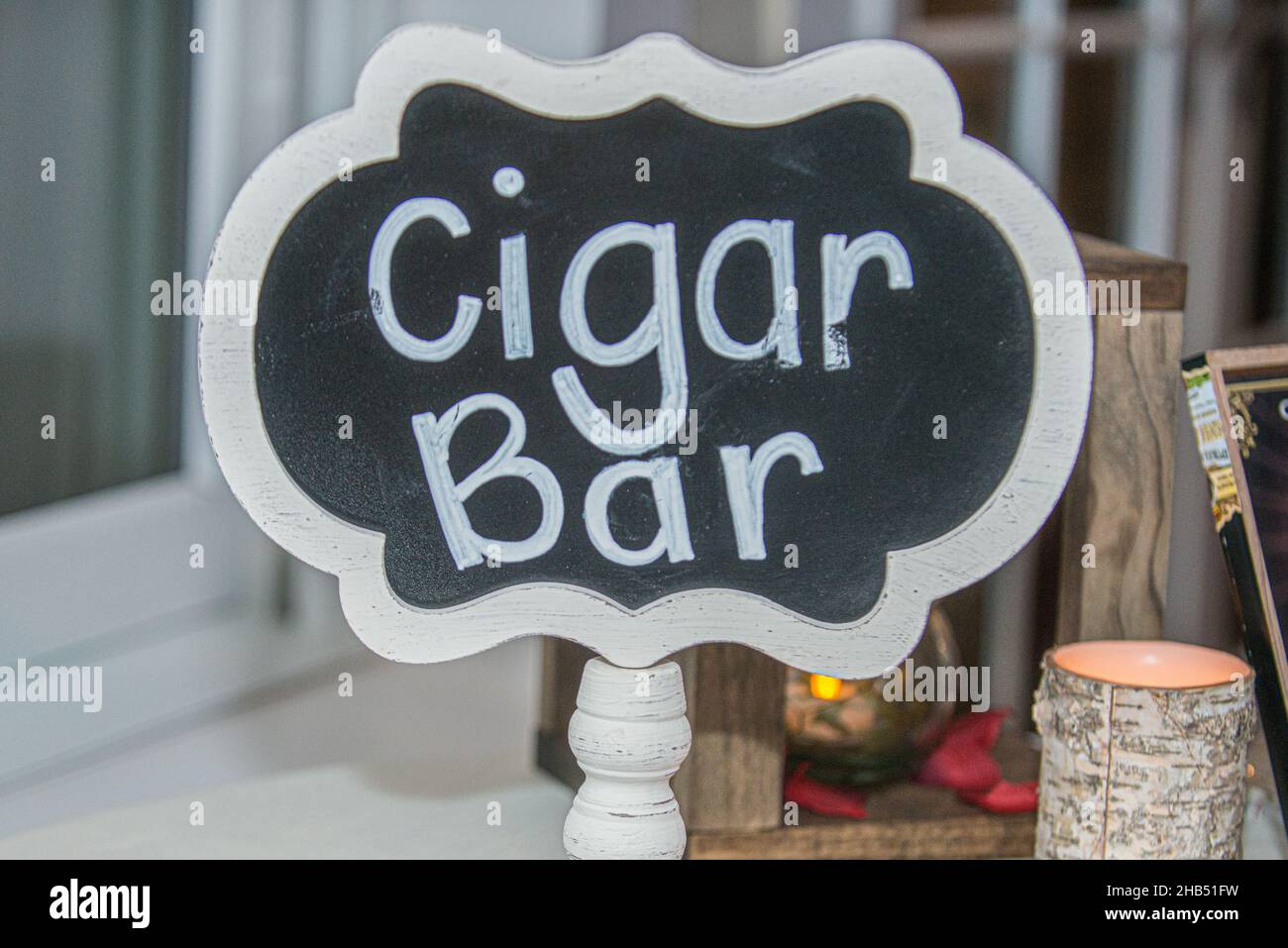 Cigar bar chalk sign Stock Photo - Alamy
