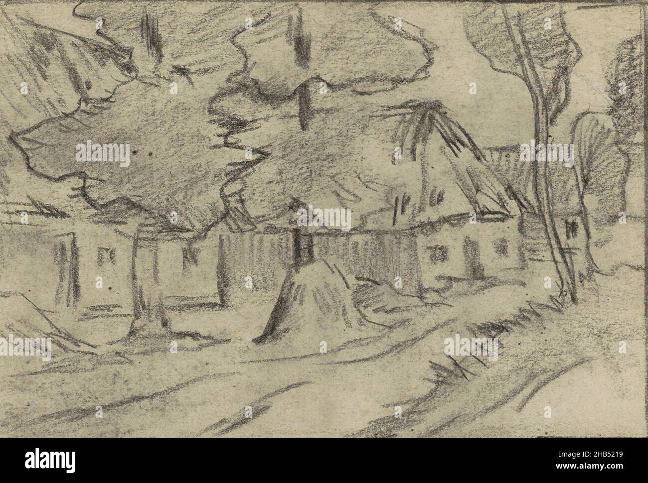 Next to the farm a haystack. Drawing in a frame. Sheet 14 recto from a ...