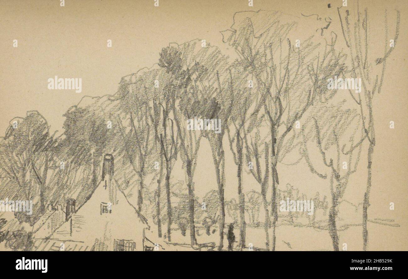 Sheet 28 recto from a sketchbook with 34 sheets, avenue of trees along ...