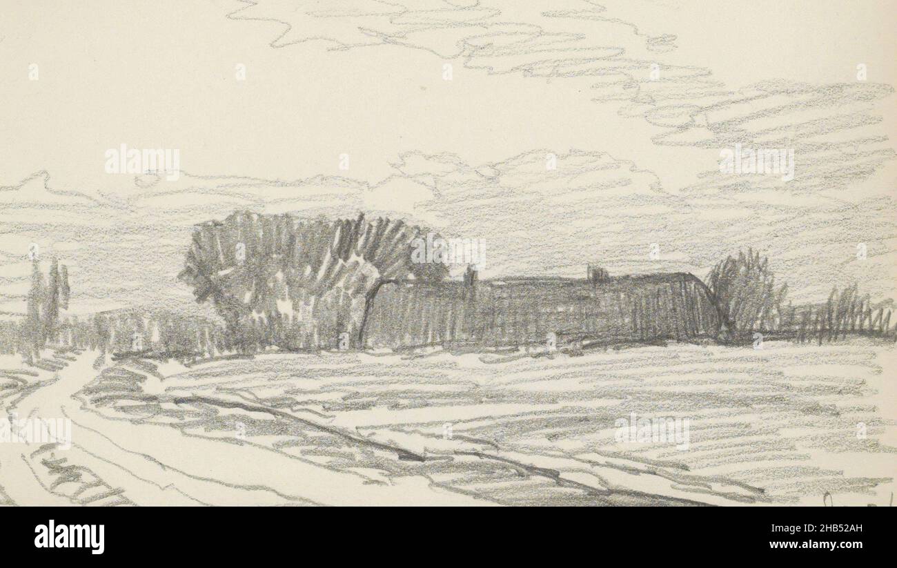 Sheet 15 recto from a sketchbook with 24 pages, Landscape with farm ...