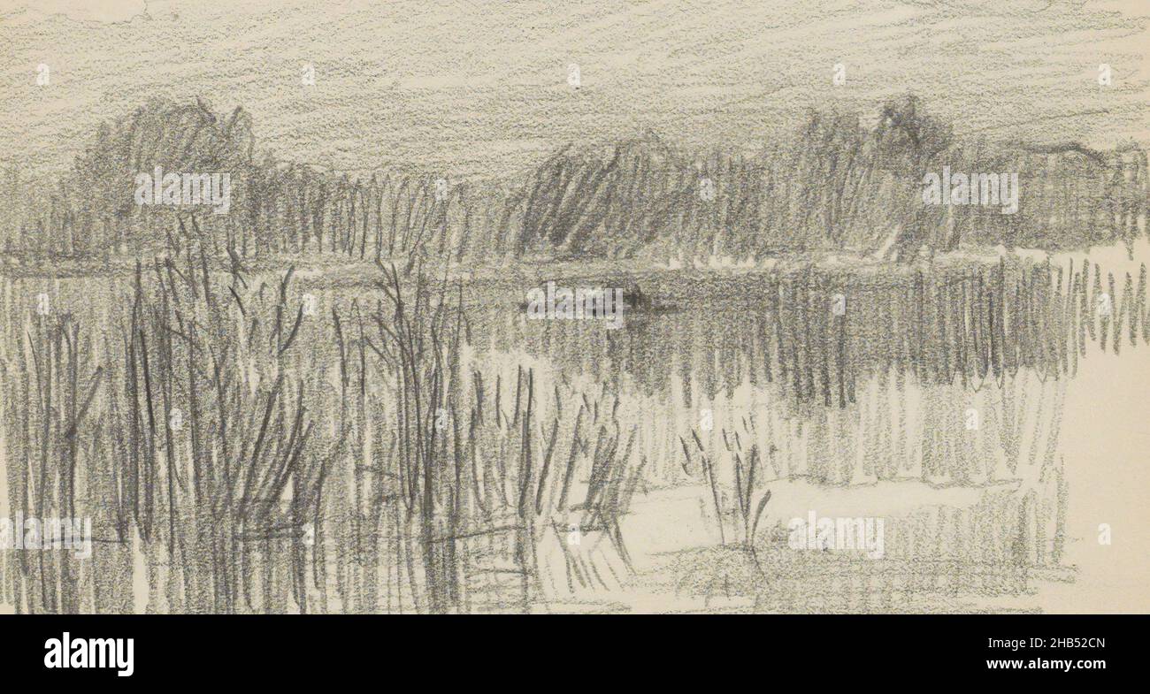 Sheet 23 recto from a sketchbook with 24 pages, Landscape with reed ...