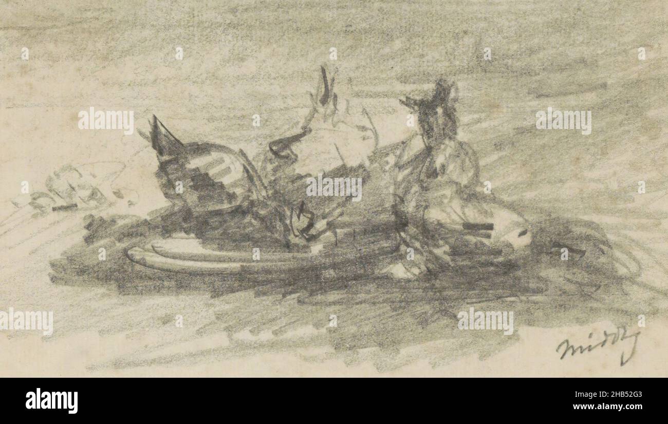 Sheet 21 verso from a sketchbook with 21 sheets, Rooster and chickens ...