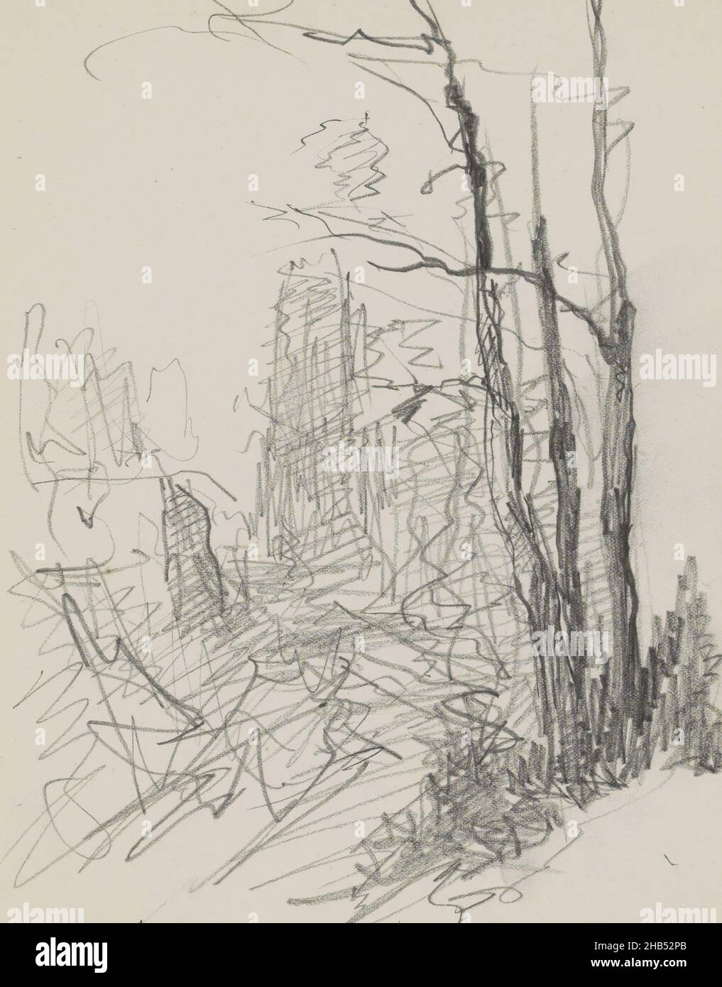 Sheet 4 recto from a sketchbook with 17 sheets, Bald trees, draughtsman ...