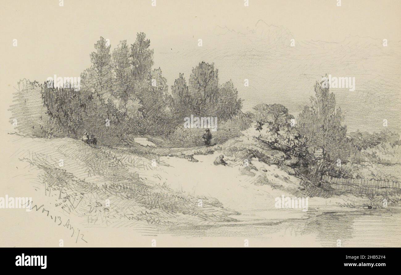 Sheet 27 recto from a sketchbook with 45 pages, Figures on a hill on a ...