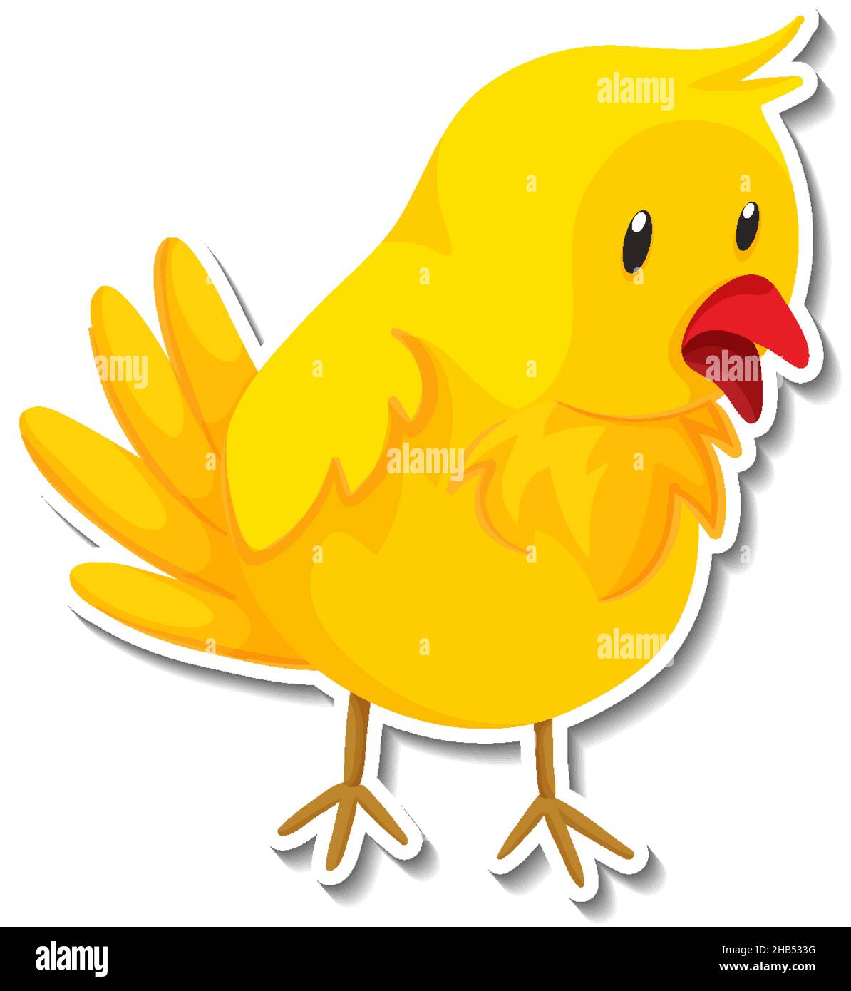 Little yellow bird cartoon sticker illustration Stock Vector Image ...