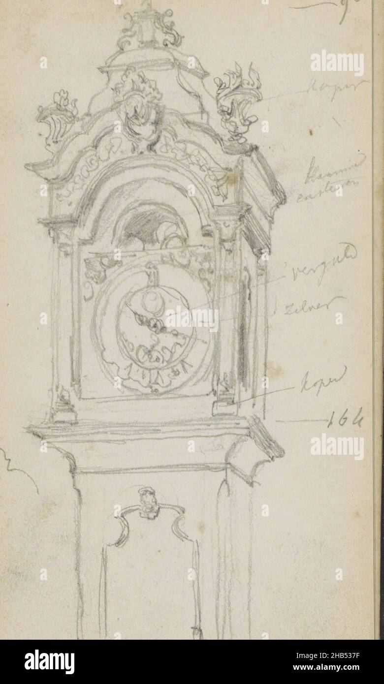 Standing clock. Sheet 13 verso and sheet 14 recto from a sketchbook ...