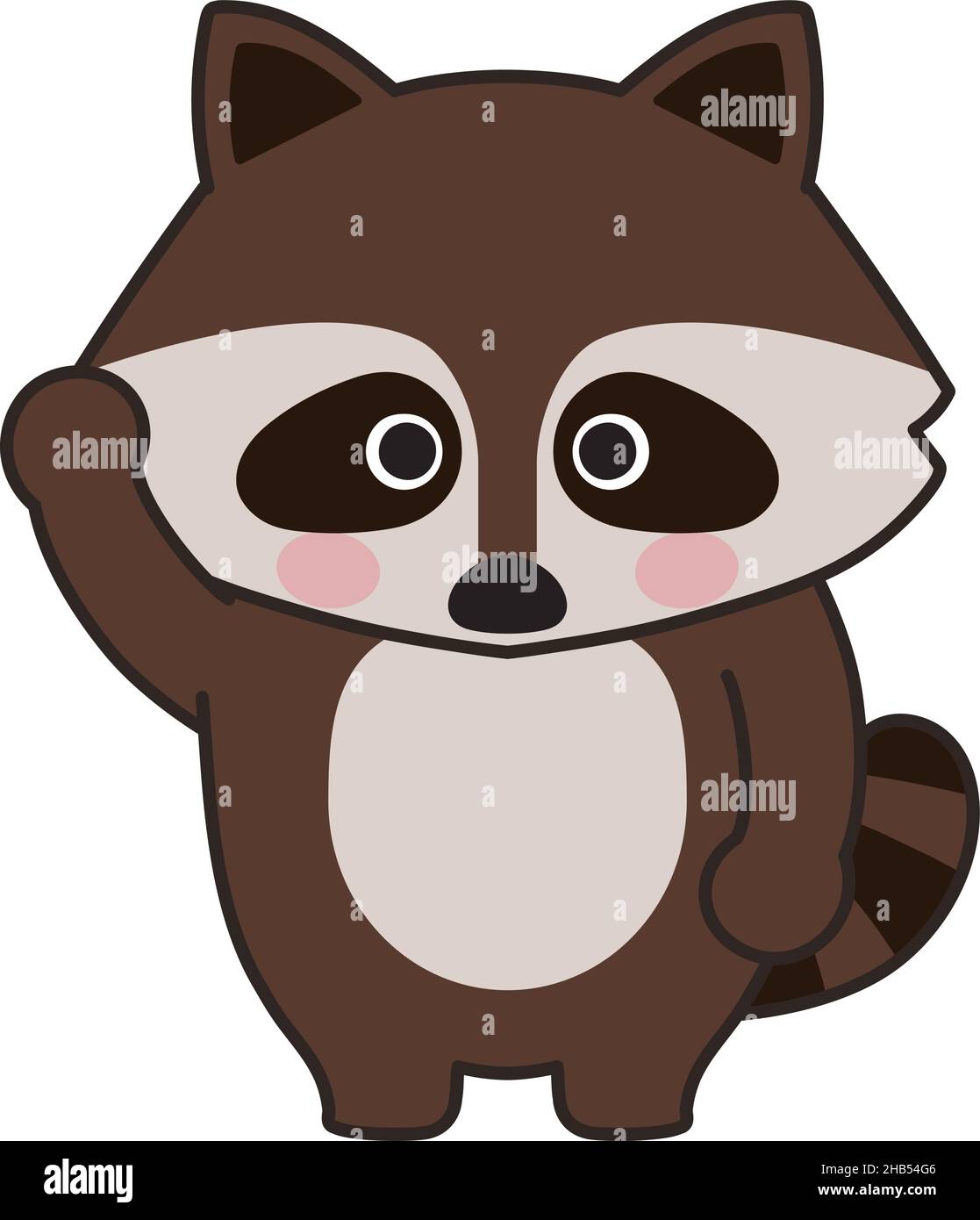 Raccoon waving a hand. Vector illustration isolated on a white ...
