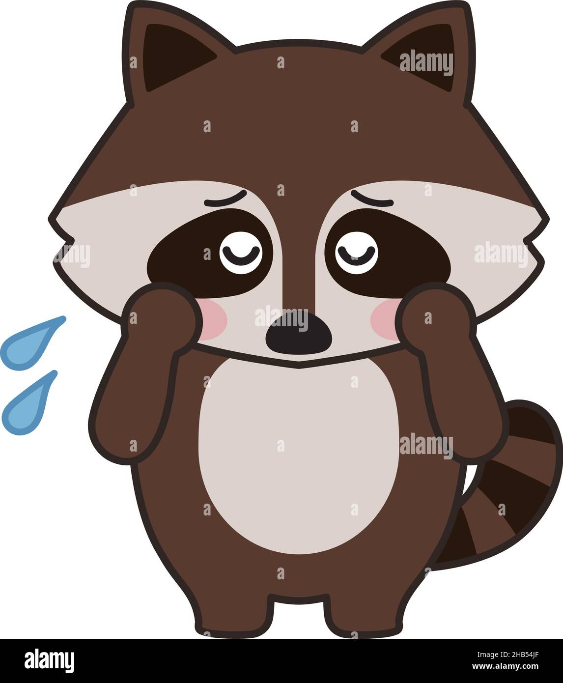 Raccoon worried something. Vector illustration isolated on a white ...