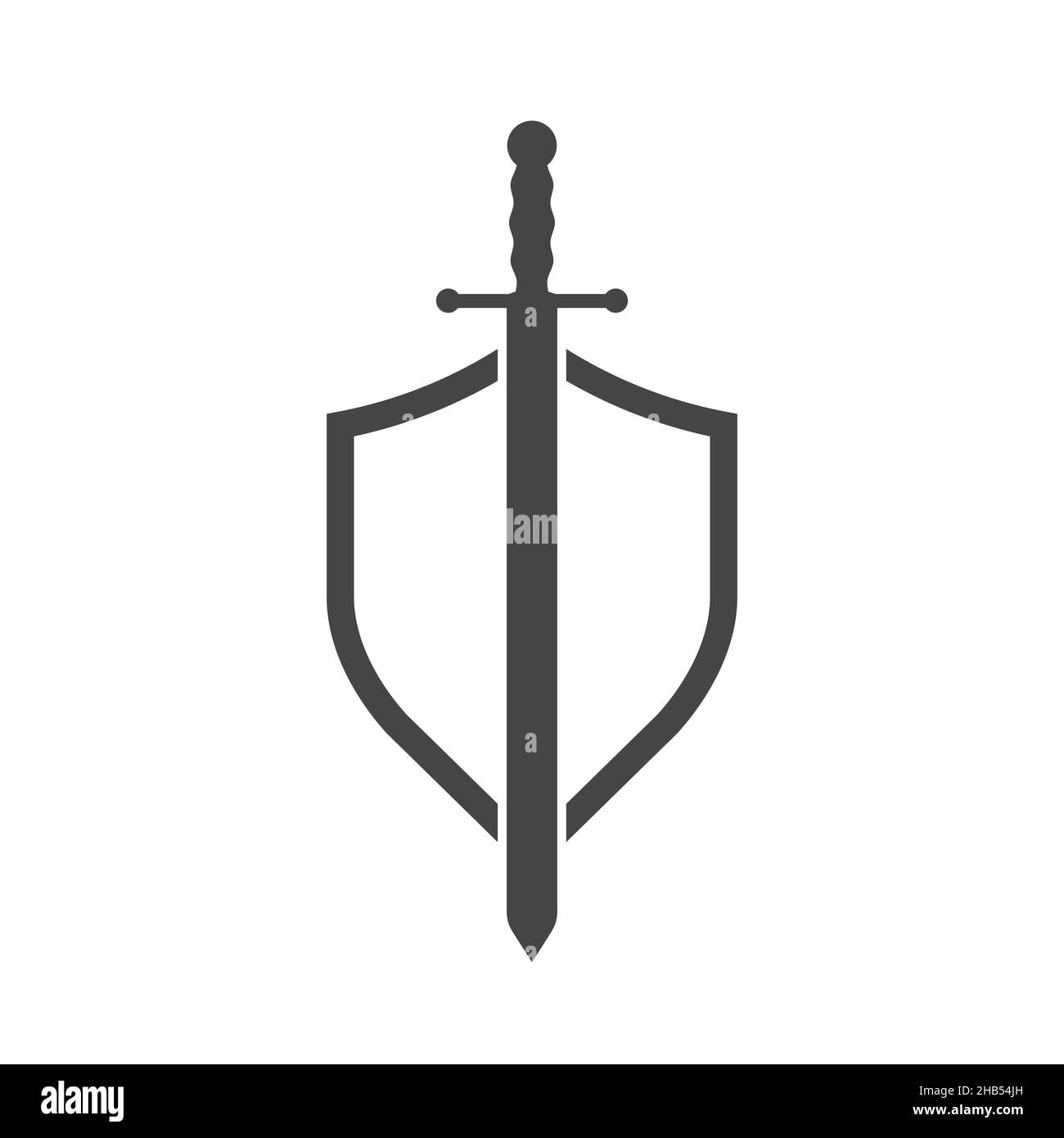 Shield and sword isolated vector emblem. Serve and protect sign. Black ...