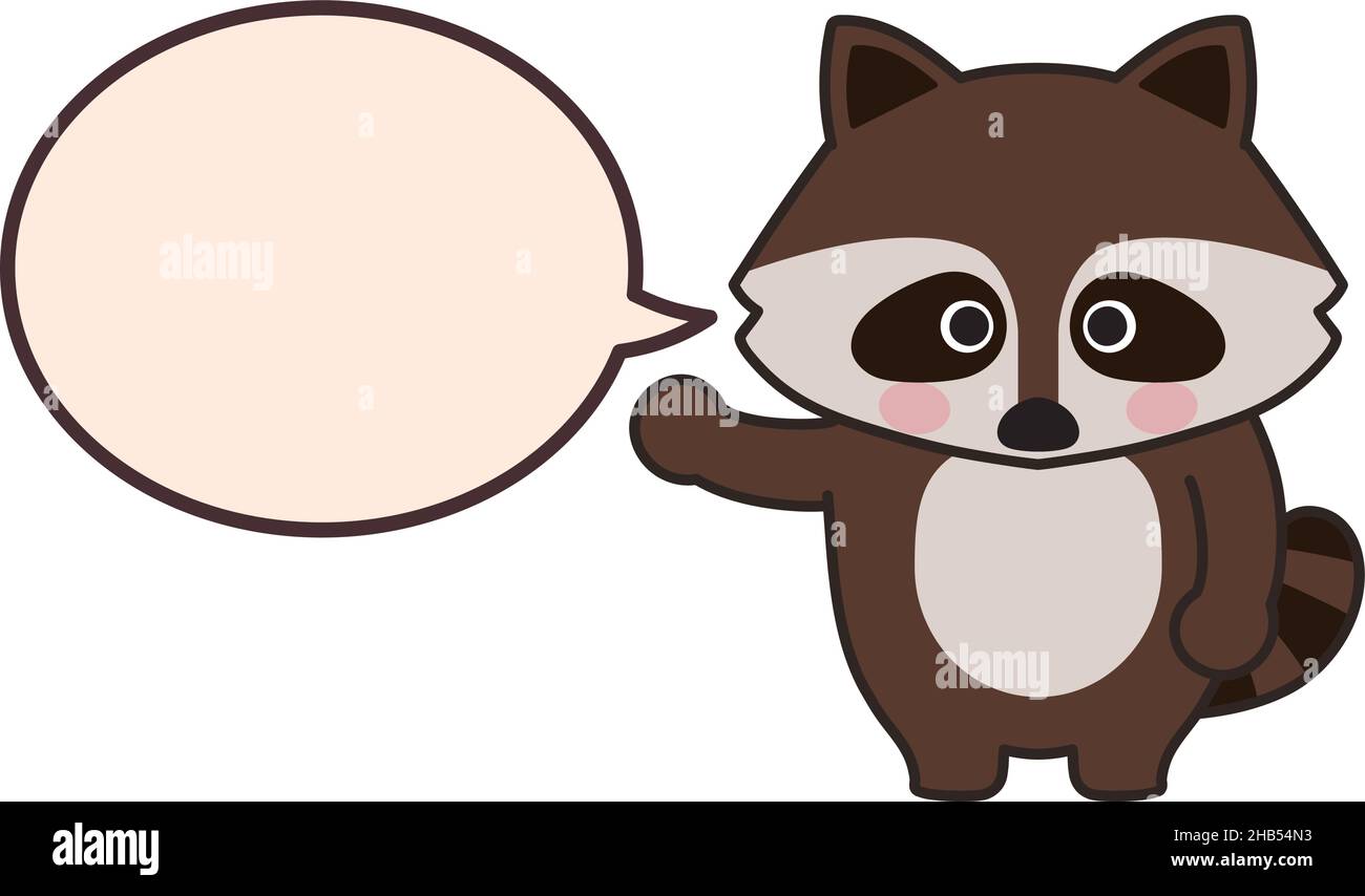 Raccoon talking to someone with a speech bubble. Vector illustration ...