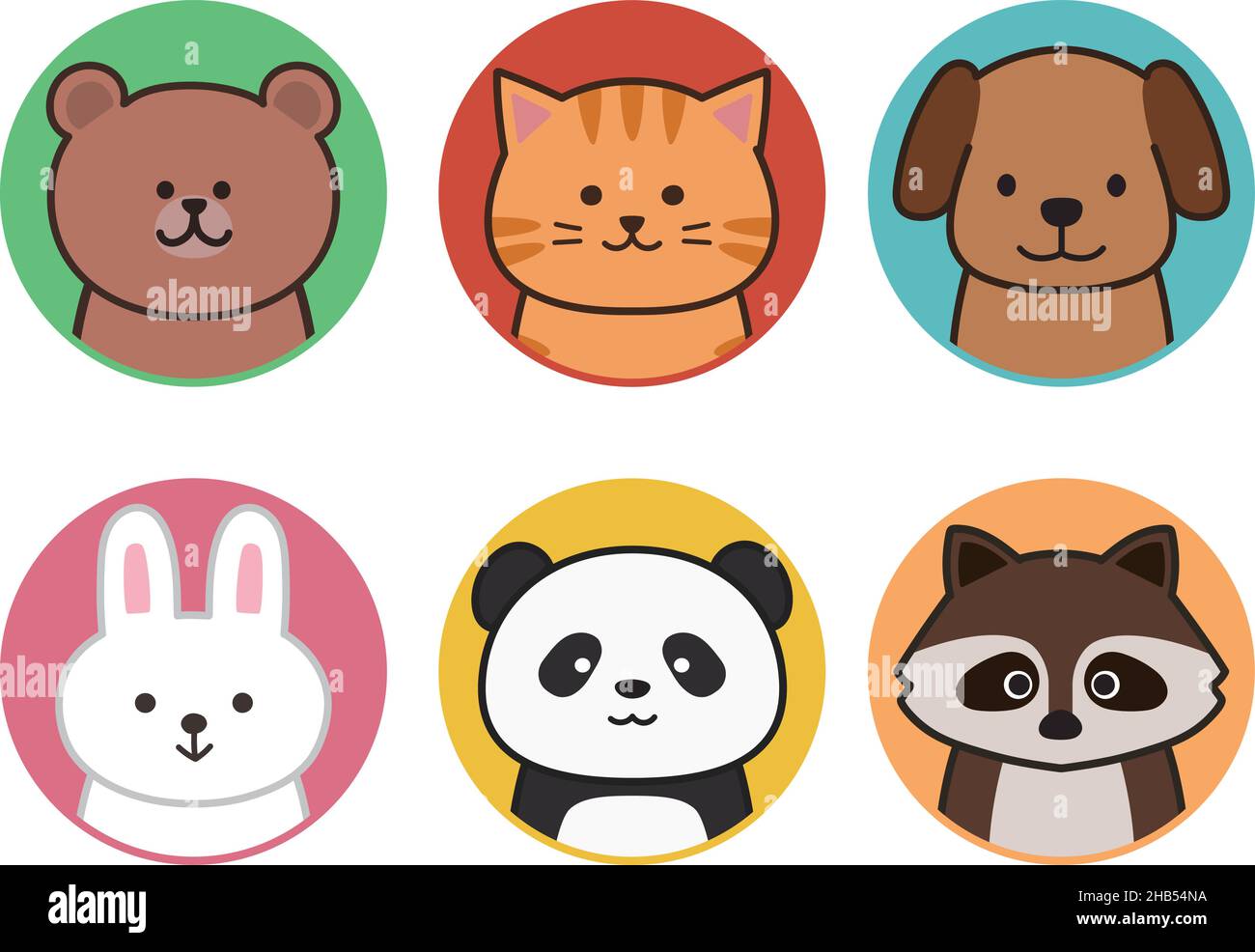 Set of animal icon for SNS profile. Vector illustration isolated on a ...
