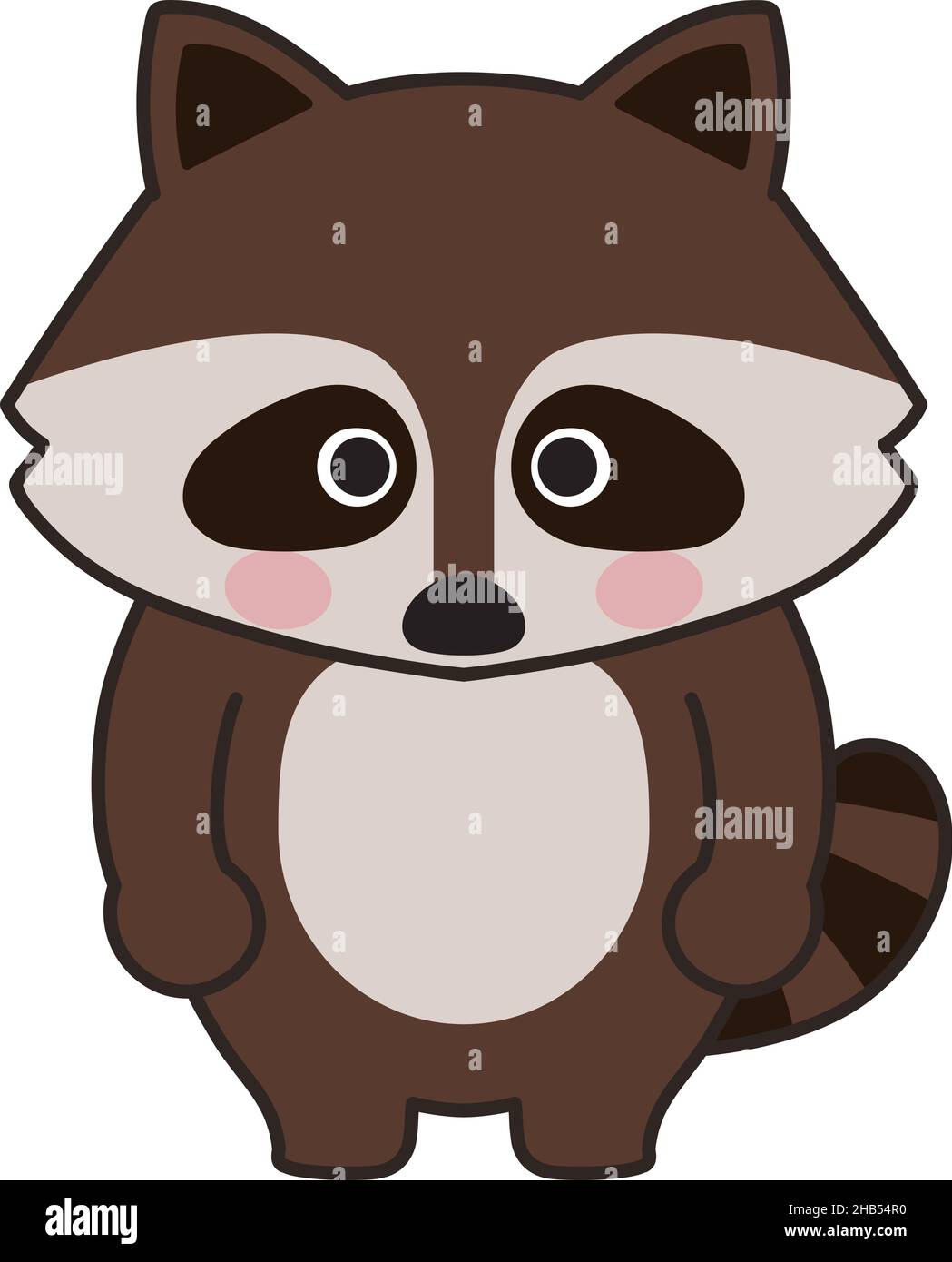 Raccoon waiting for a friend. Vector illustration isolated on a white ...