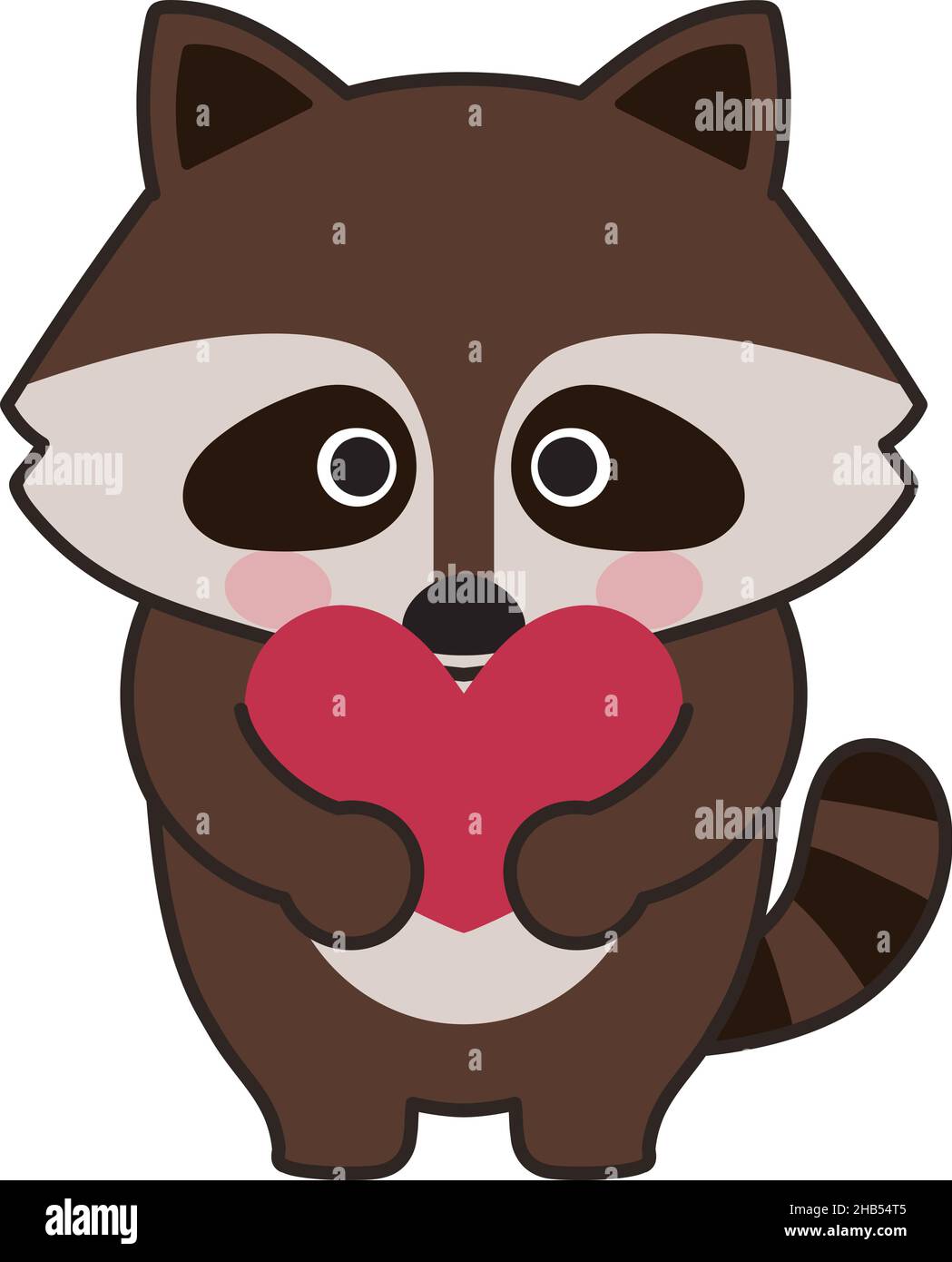 Raccoon with a love heart. Vector illustration isolated on a white ...