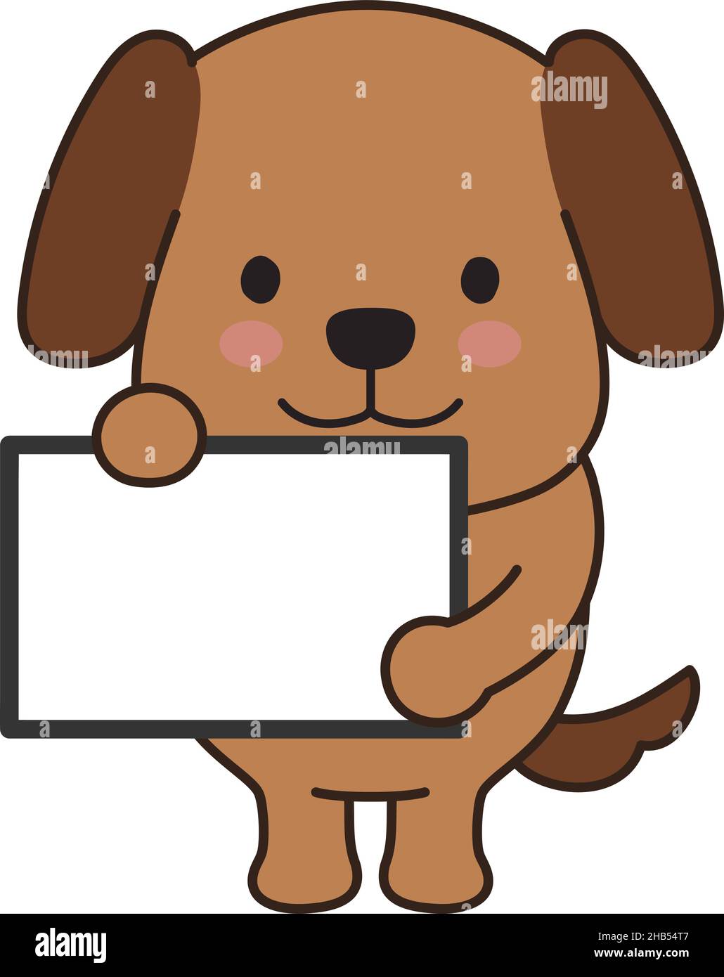 Dog with a blank sign. Vector illustration isolated on a white ...