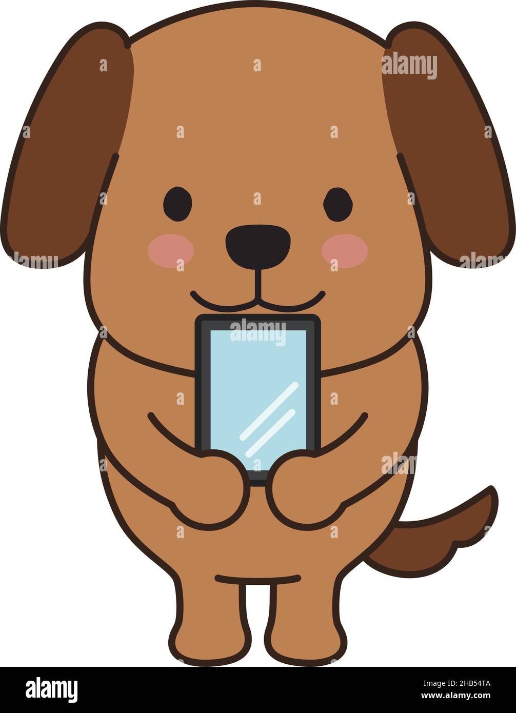 Dog with a smartphone. Vector illustration isolated on a white ...